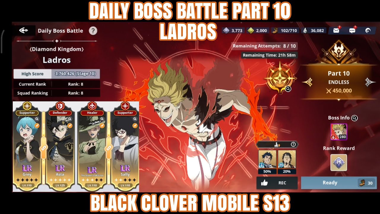 Daily Boss Battle Part 10 Ladros | Black Clover Mobile Season 13 - YouTube