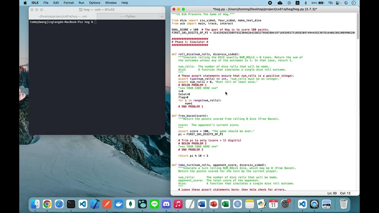 CS61A Hog solution part1 - YouTube