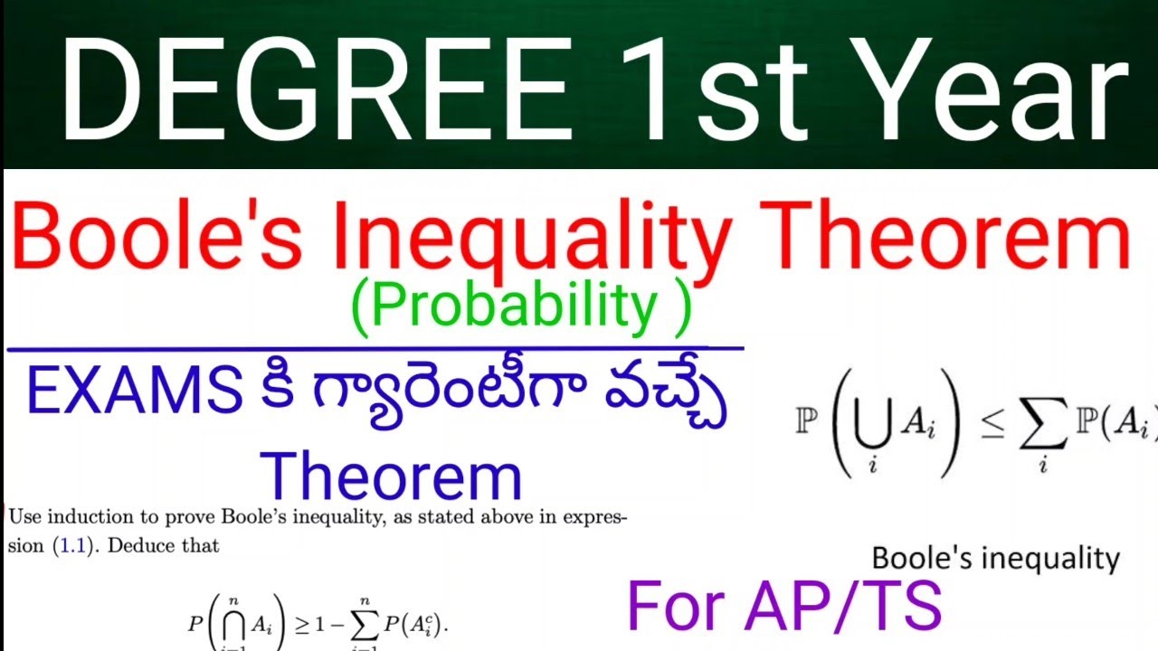 BOOLE'S INEQUALITY THEOREM-INTERJECTION-UNION (STATISTICS ) DEGREE1 st ...