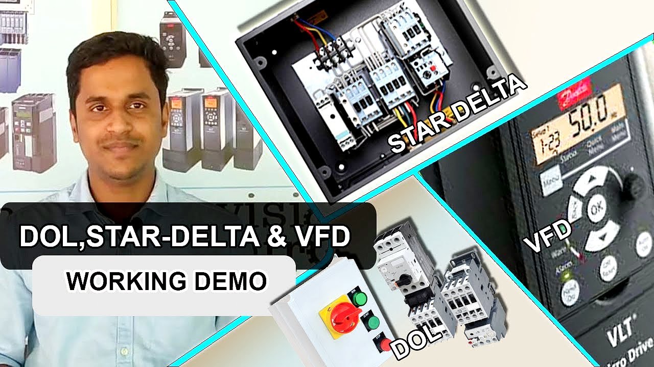 DOL,STAR-DELTA AND VFD WORKING DEMO -VFD,STAR-DELTA,DOL ൻ്റെ working നെ ...