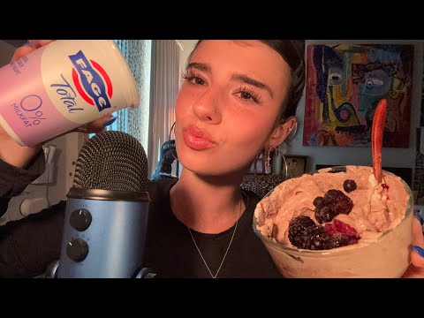 [ASMR] Eating a Yogurt Bowl (close eating sounds)