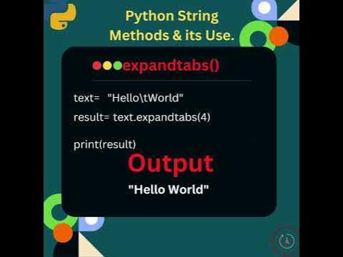 Exploring Python String Methods 'expandtabs()' #python #coding #interview #pythontutorial - YouTube