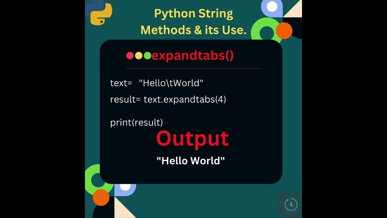 Exploring Python String Methods Expandtabs Python Coding Interview Pythontutorial Youtube