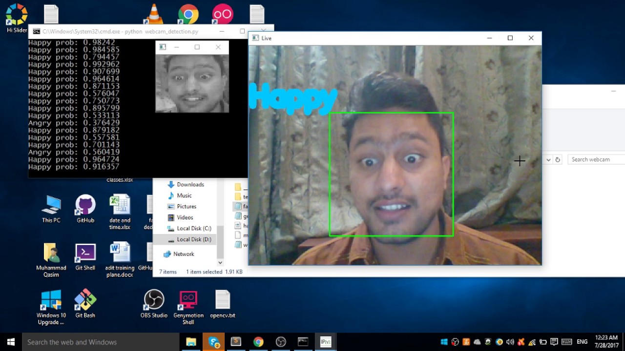 Live Face Expression Detector Tesnorflow Keras Python Opencv Youtube