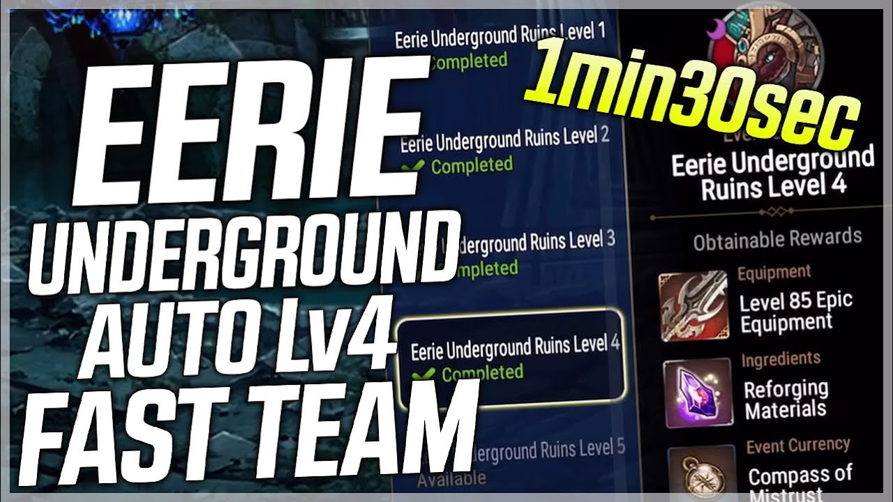 EERIA UNDERGROUND AUTO Lv4 with FAST TEAM (1min30sec) - Epic Seven - YouTube