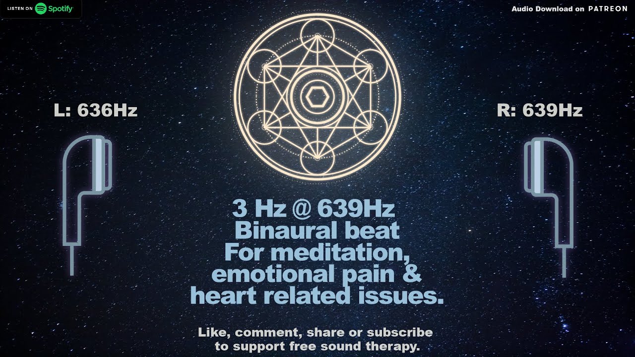 3Hz Delta binaural beat with 639Hz Frequency | For meditation ...