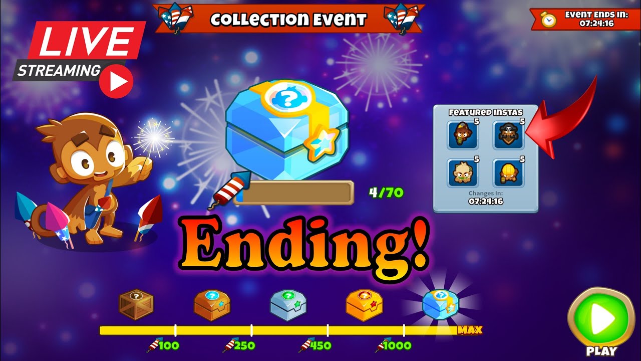 BTD6 Live Collection Event Ending Finale | Grinding for Insta Monkeys ...