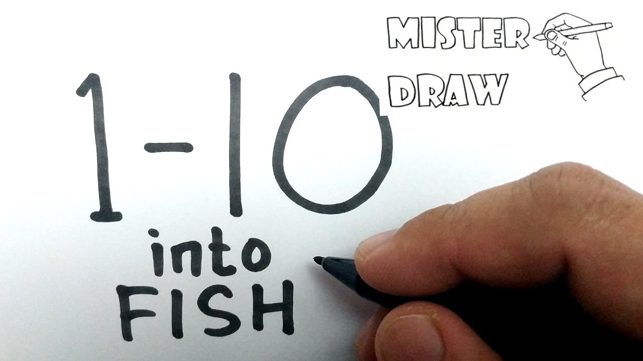 VERY EASY , How to turn number 1-10 into fish cartoon , learn how to ...