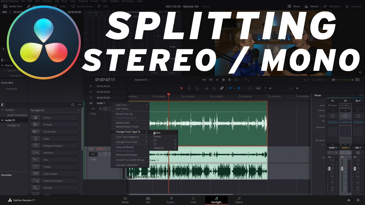 How To SPLIT STEREO Into Two Separate MONO Tracks In Davinci Resolve 17 how-to-split-stereo-into-two-separate-mono-tracks-in-davinci-resolve-17