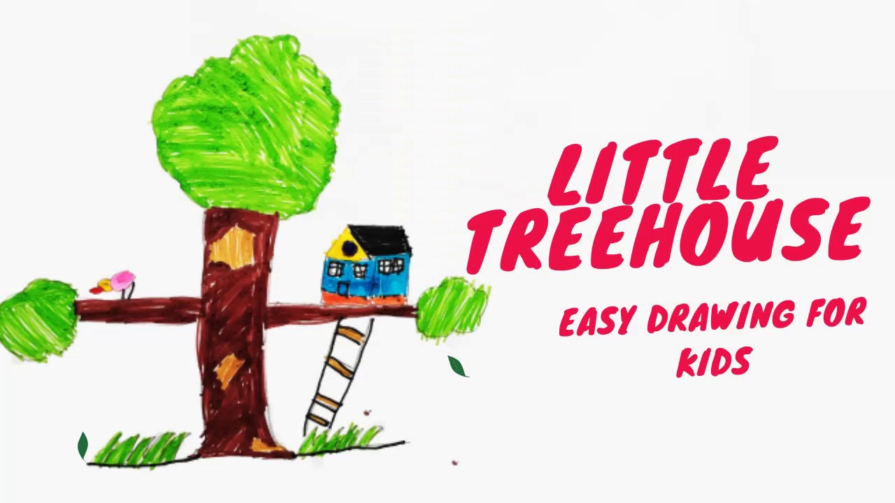 Little tree house |Easy drawing for kids | Drawing of a tree house ...