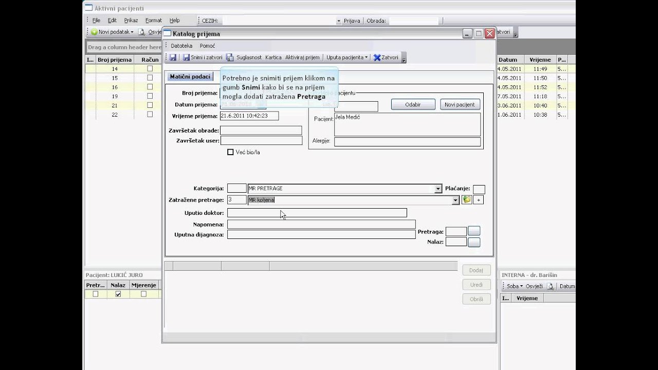 POLIKLINIKA - Kreiranje prijema preko aktivne liste pacijenata - YouTube