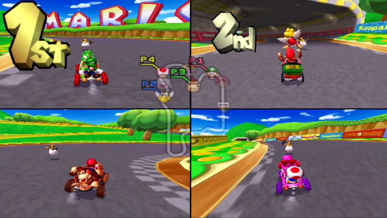 Mario Kart Double Dash 4 Players Yoshi Vs Koopa Vs Multiplayer Versus ...