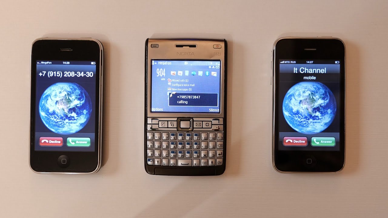 Nokia and 2 iPhone 2G incoming call - YouTube
