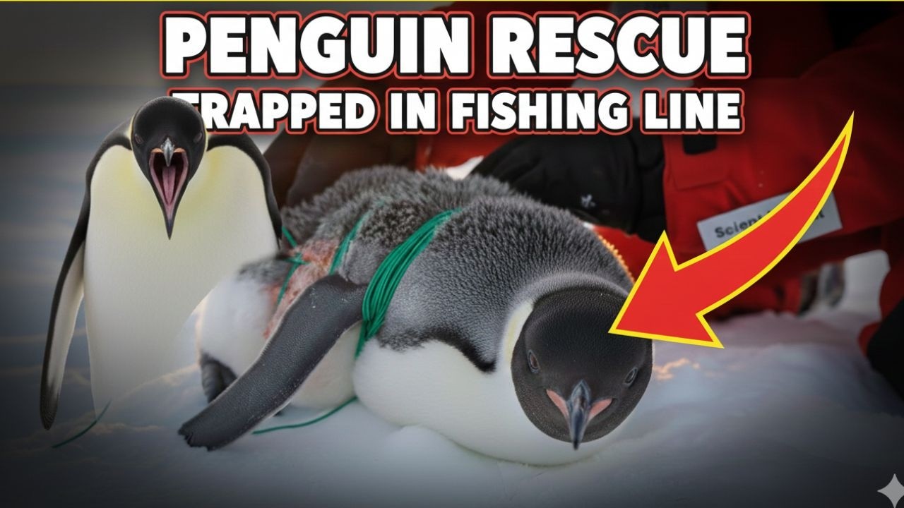 Animal Rescue: Penguin Trapped in Fishing Line saved by a Scientist ...