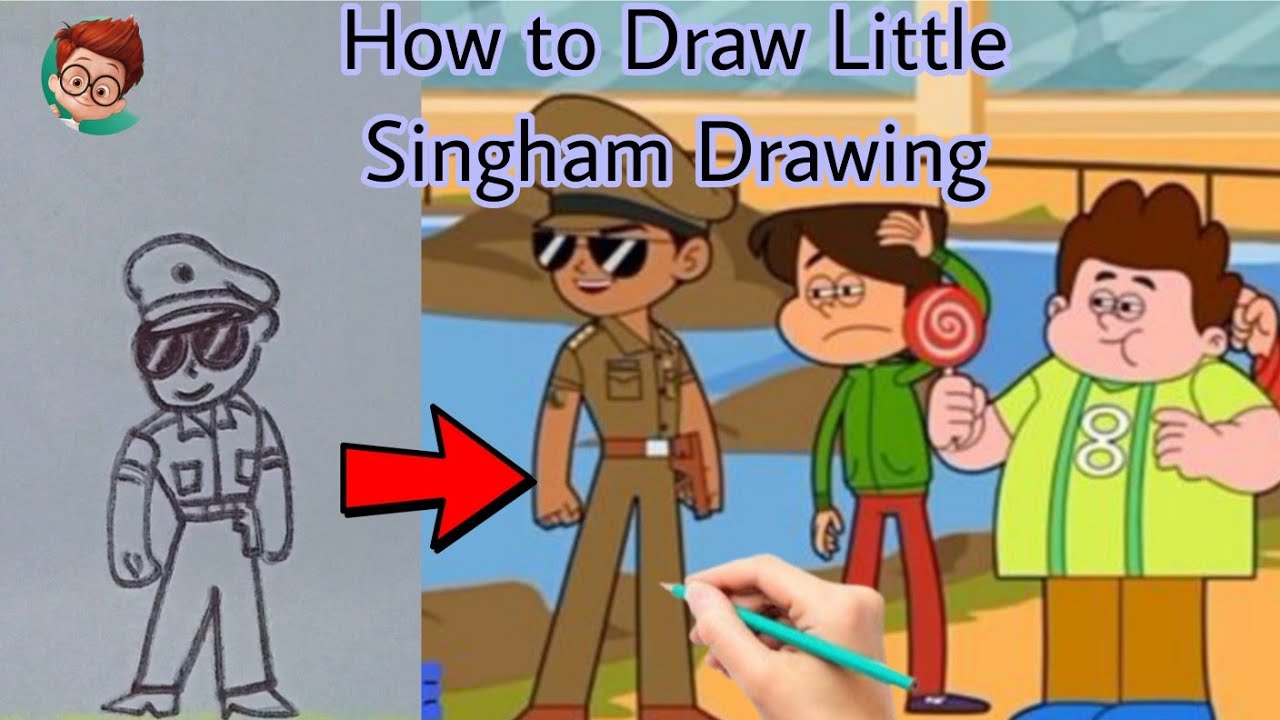 Little Singham Drawing | Little Singham Drawing easy | How to Draw ...