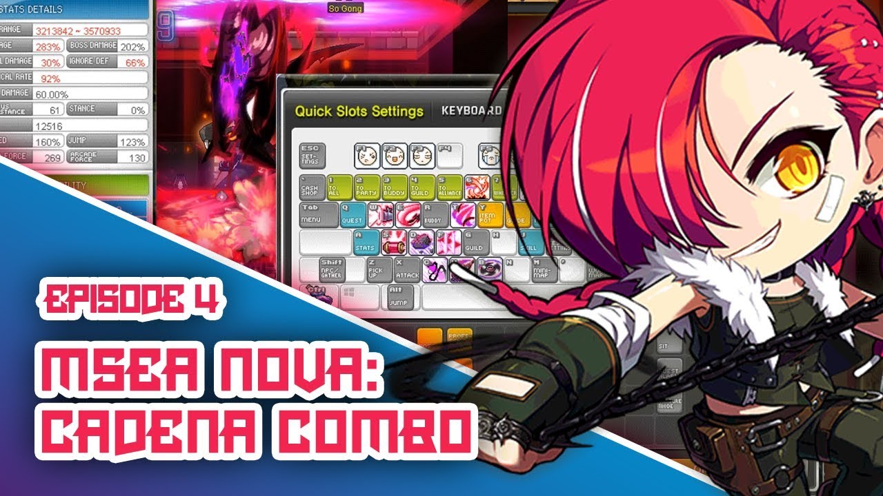 MapleStory Nova: Cadena Skill Combo at Boss/Mob Guide (Outdated) - YouTube