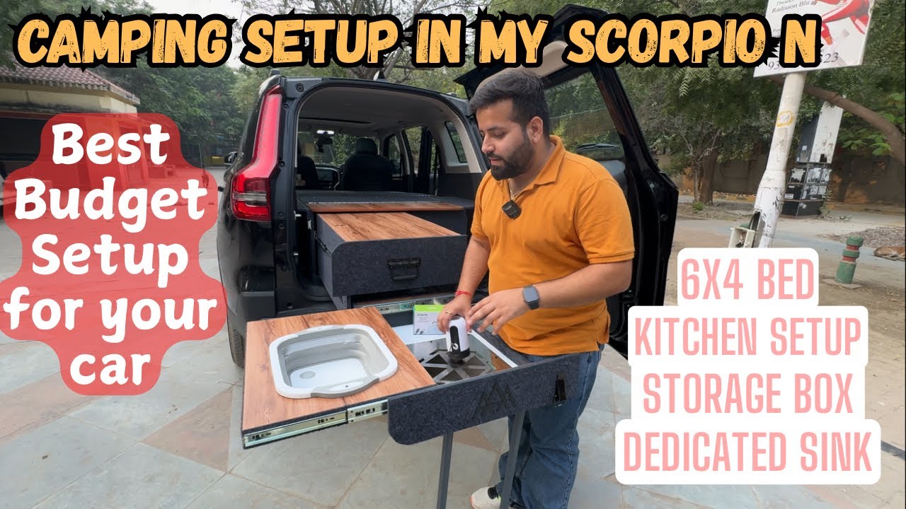 Bed and Kitchen Setup in my Scorpio N | COMPLETE CARAVAN SETUP FOR ...
