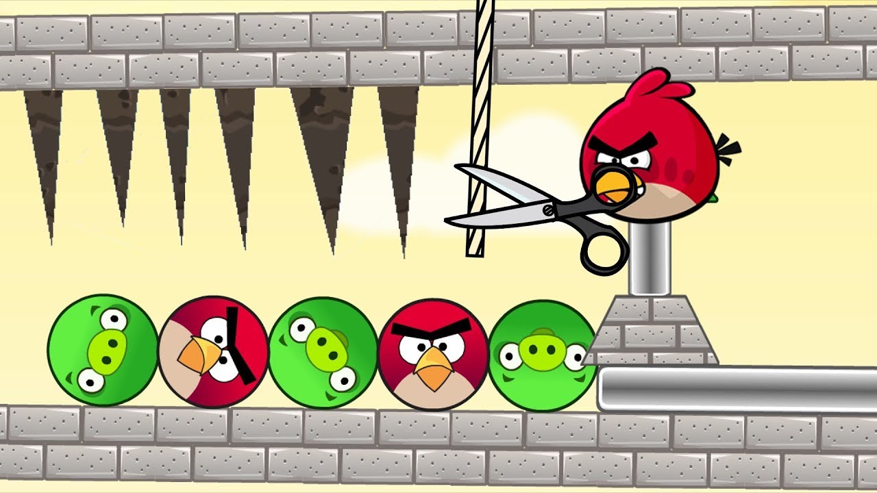 Angry Birds Pigs Out - CUT ROPE TO RESCUE BIRD AND KICK OUT ROUND PIGS ...
