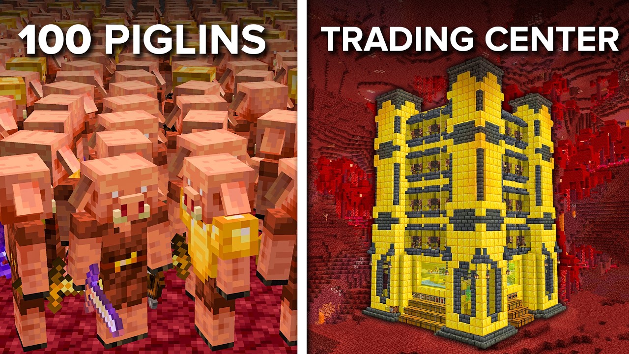 Giving 100 Piglins 50,000 Gold Blocks - YouTube