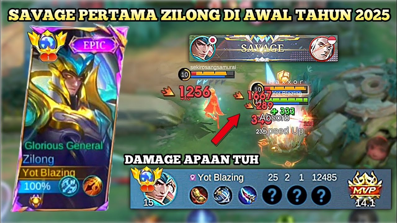 SAVAGE PERTAMA ZILONG DI TAHUN 2025!!! ZILONG MODE BANTAI 25KILL ...