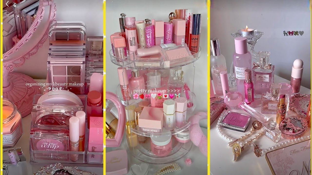 [Eng sub] GRWM pink makeup stuff💘 |Transform your Makeup space into a ...