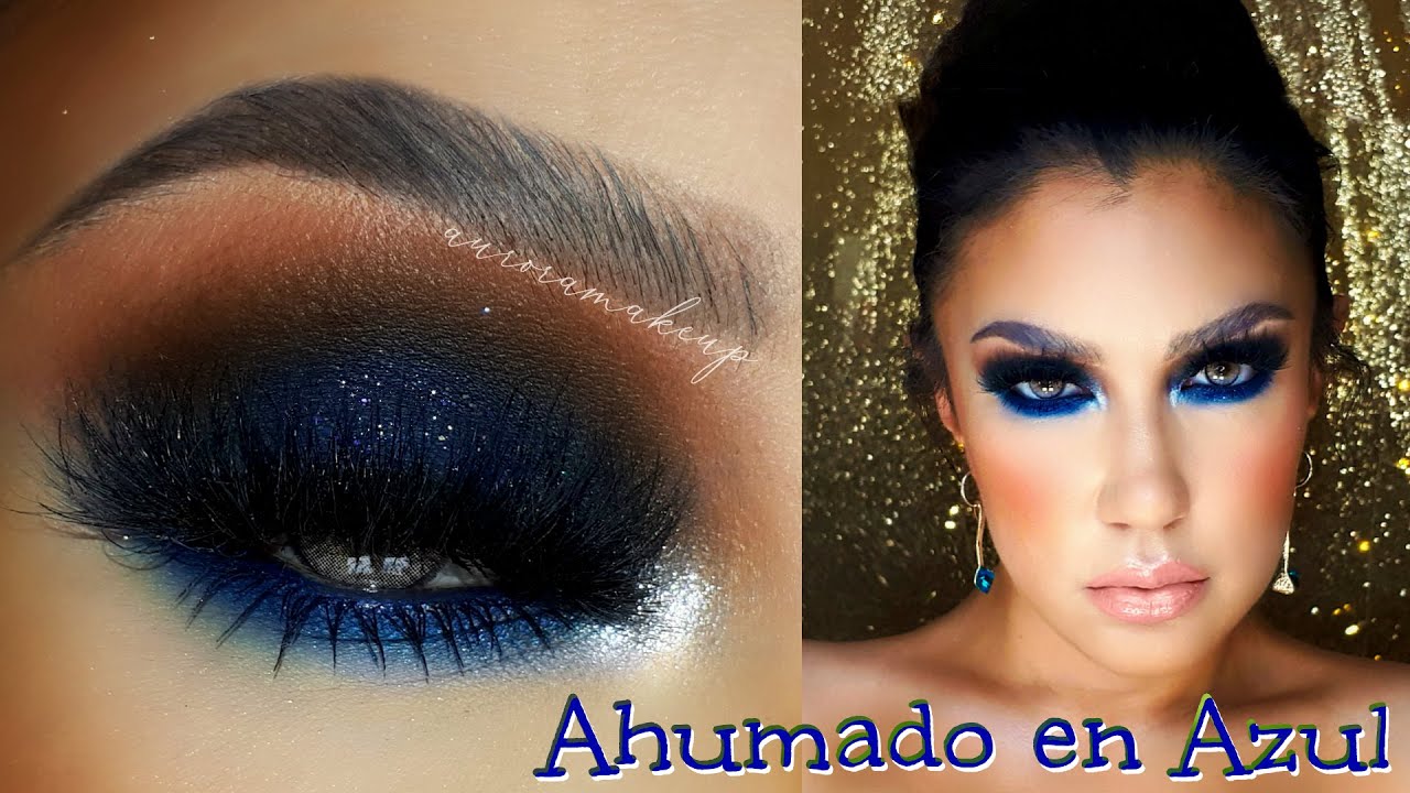 Ahumado en AZULES / BLUE NAVY smokey eye makeup tutorial| auroramakeup - YouTube