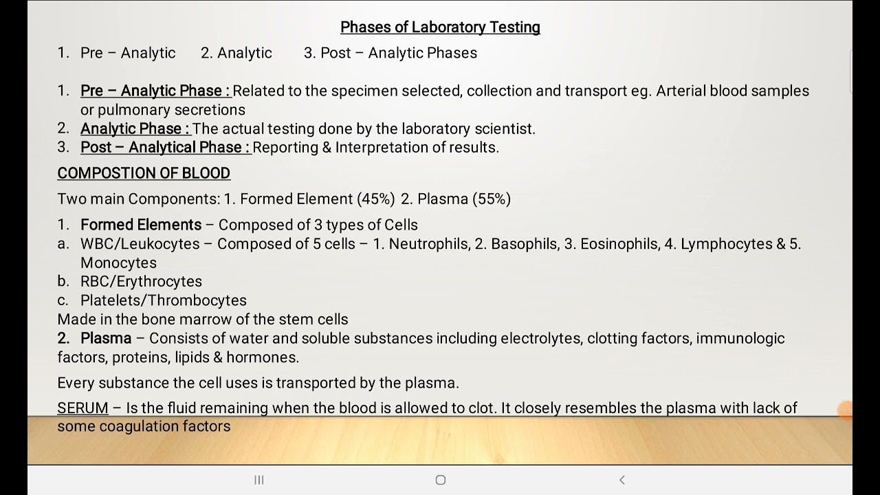 3 Phases Of Laboratory Testing 2 2 Components Of Blood YouTube 3 Phases Of Laboratory Testing 2 2 Components Of Blood YouTube