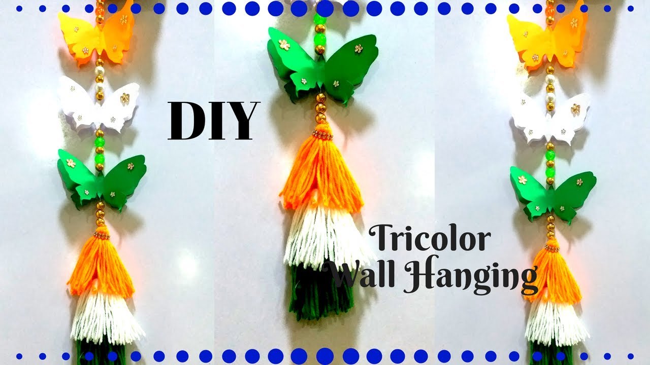 DIY Butterfly Tricolor Independence day wall Hanging craft | Decoration ...