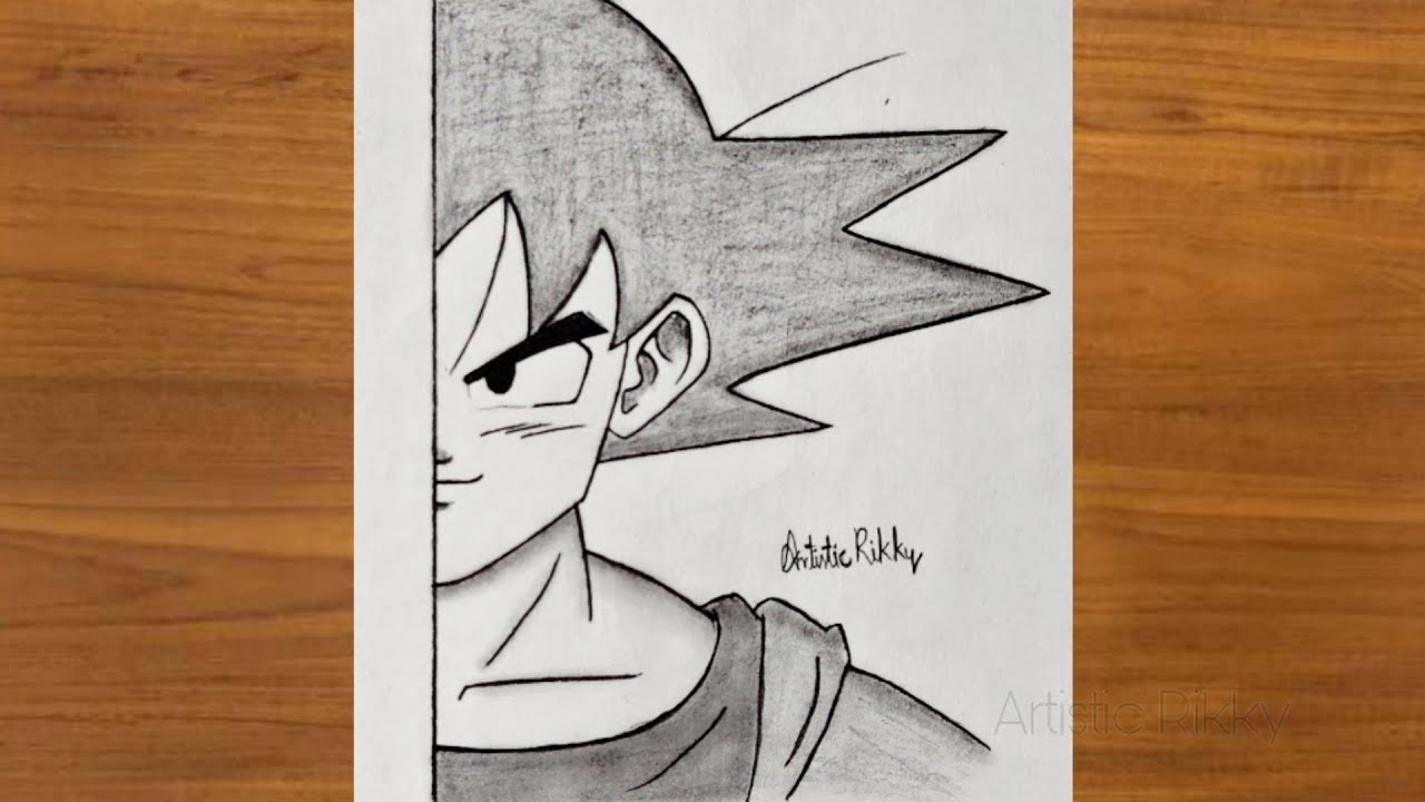 Goku Half face Drawing Step by Step || How to draw Goku face || Pencil ...