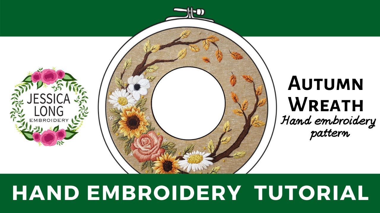 Autumn Wreath Embroidery Pattern Tutorial - YouTube