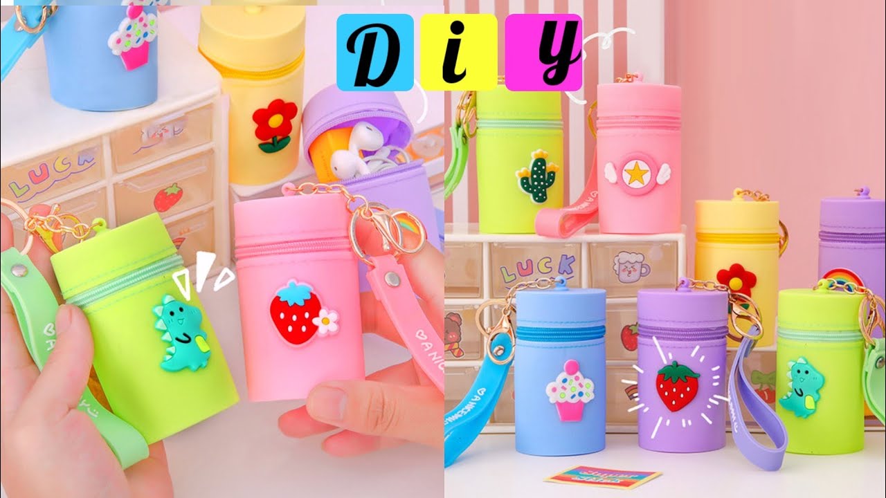 Easy Craft Ideas / How to make keychain pouch / school hacks / art and ...