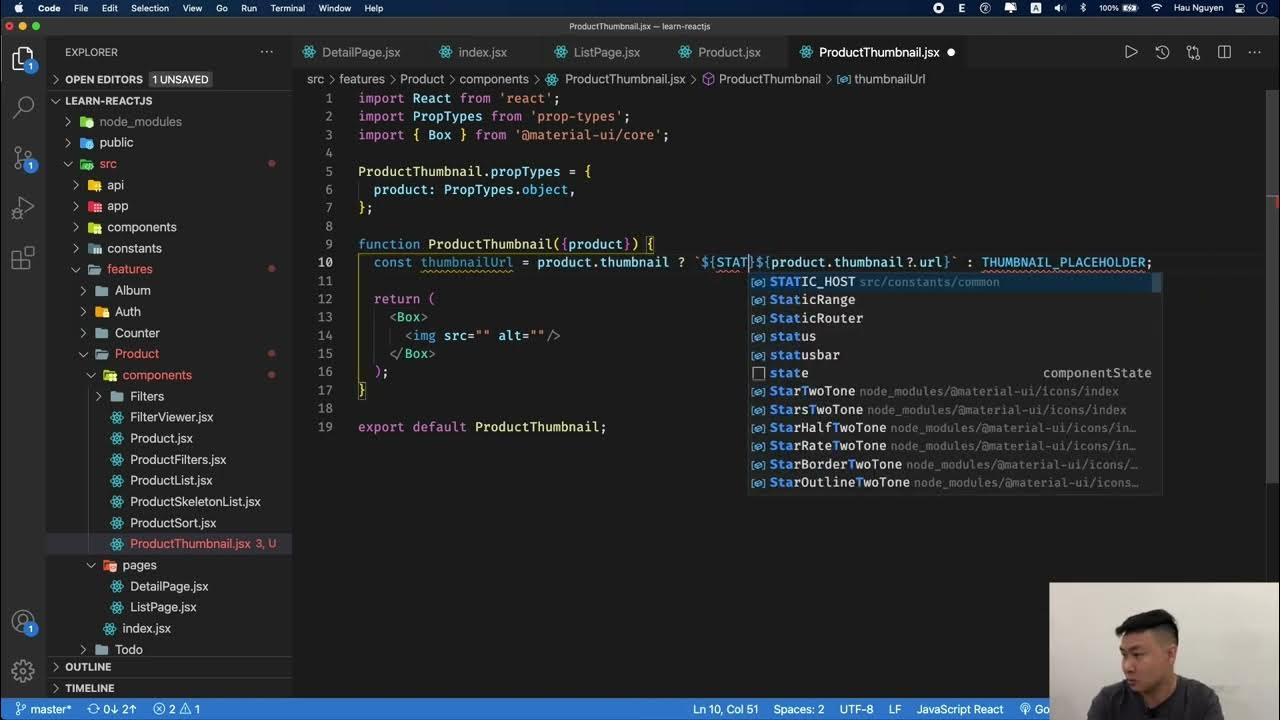 ReactJS: 17-03 Code component ProductThumbnail - YouTube