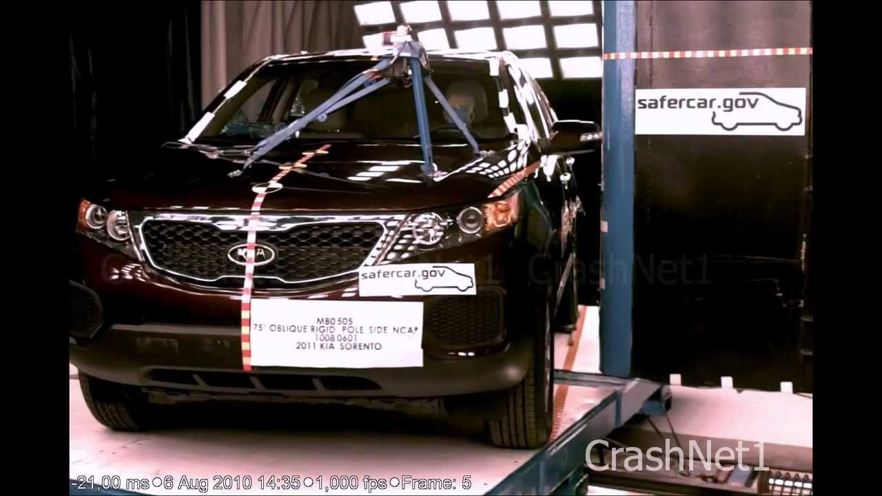 Kia Sorento | 2011 | Pole Crash Test | NHTSA High Speed Camera ...