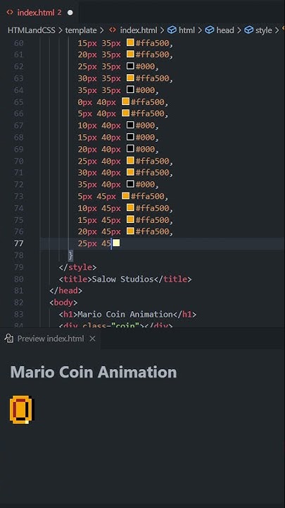 Mario game Coin spin animation using HTML and CSS tutorial using VSCode #shorts #coding - YouTube