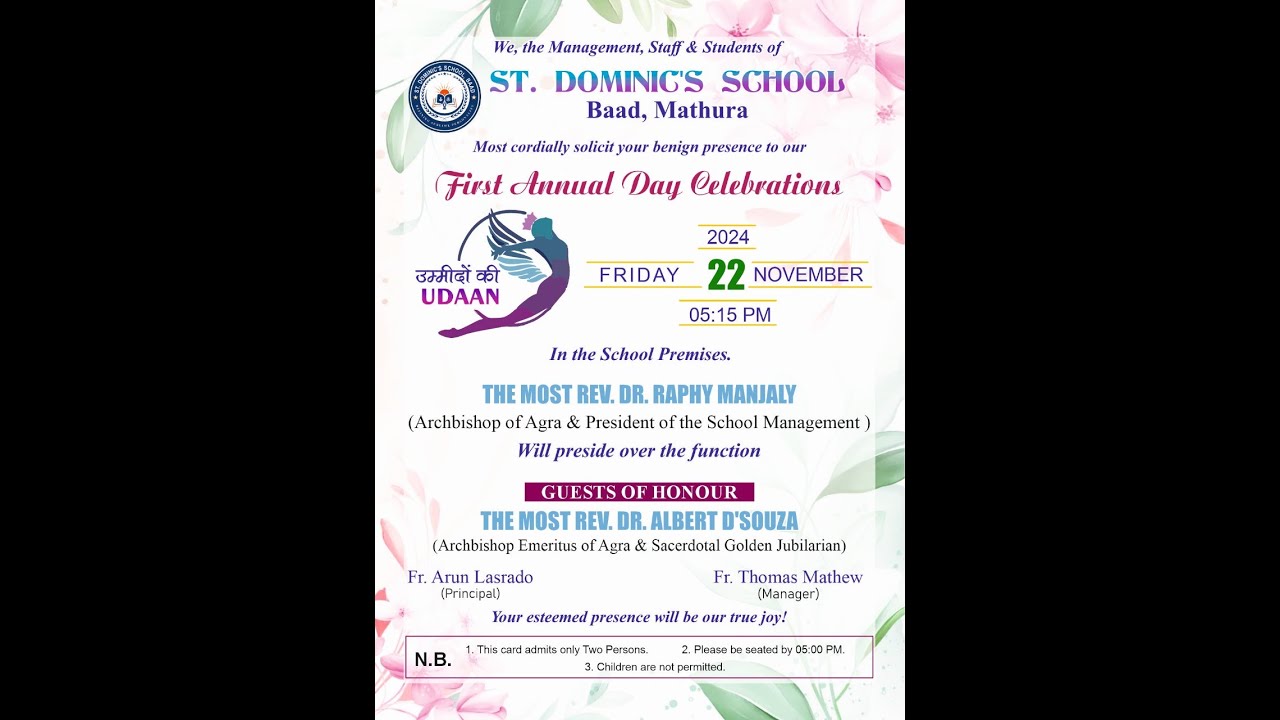 First Annual Day Celebrations || ST. DOMINIC'S SCHOOL BAAD ,MATHURA ...
