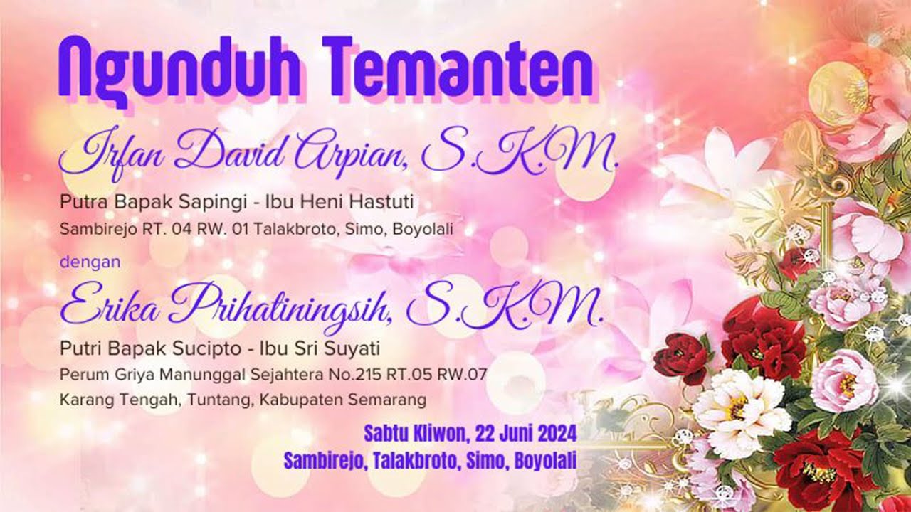 Ngunduh Temanten Irfan David Arpian, S.K.M. dengan Erika Prihatiningsih ...