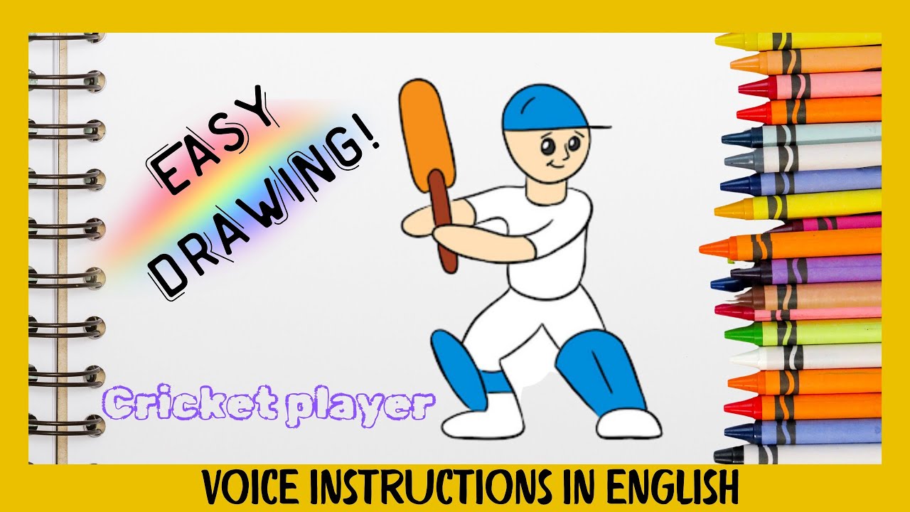 How to Draw A Cricket Player | EASY Drawing Tutorial For Beginners 🏏 ...