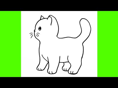 Çok Kolay Sevimli Kedi Resmi Nasıl Çizilir, Çocuklar İçin Öğretici Çizimler, Kolay Resim Çizimleri