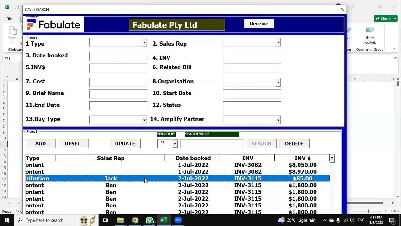 Excel Vba Form Youtube