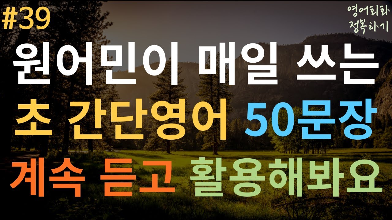 영어회화 정복하기 39 원어민이 매일 쓰는 초 간단 영어50문장 I 영어듣기 I 영어공부 I 영어 반복 듣기 초보영어회화