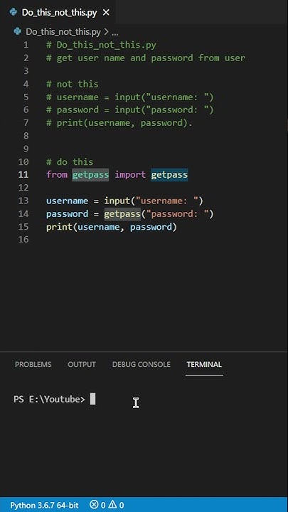 #1 python || getpass() || Do this, not this - YouTube