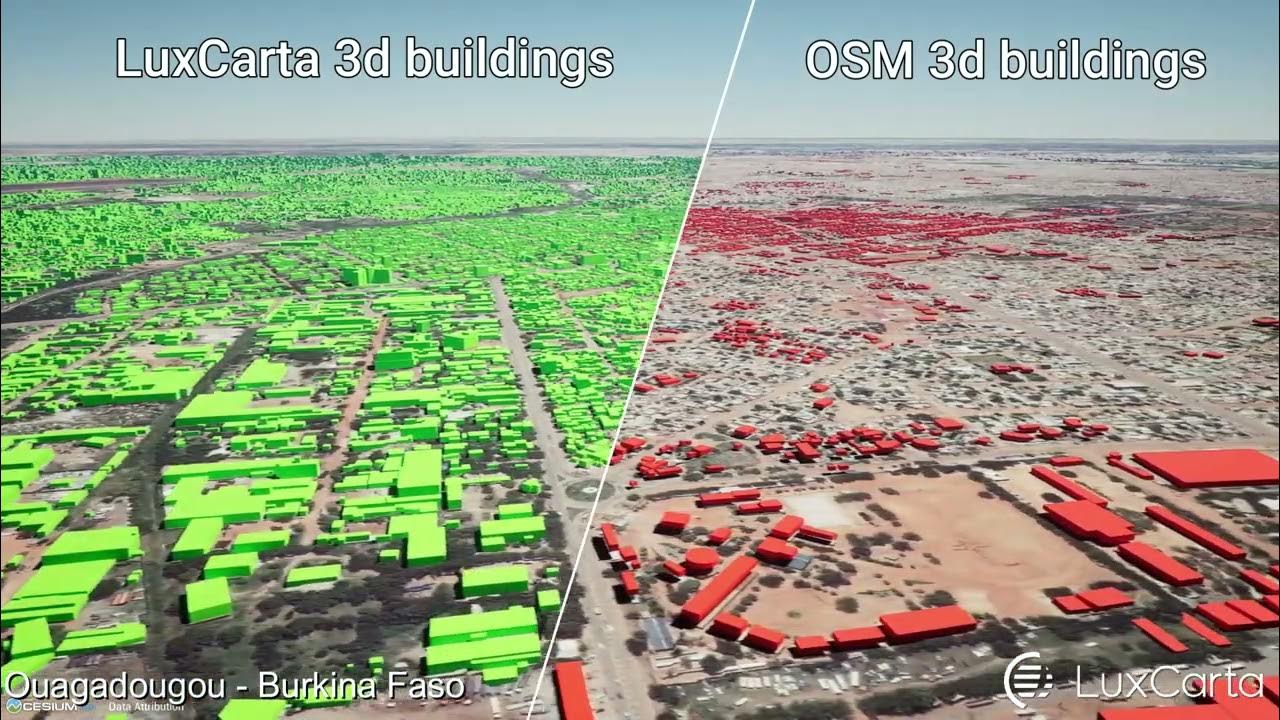 LuxCarta 3D Cities Versus OSM 3D - YouTube