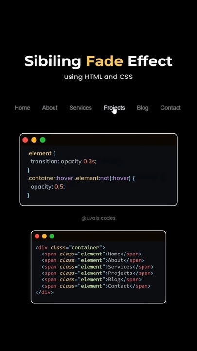 Sibling Fade Effect 🥰💫.......#coding #short - YouTube