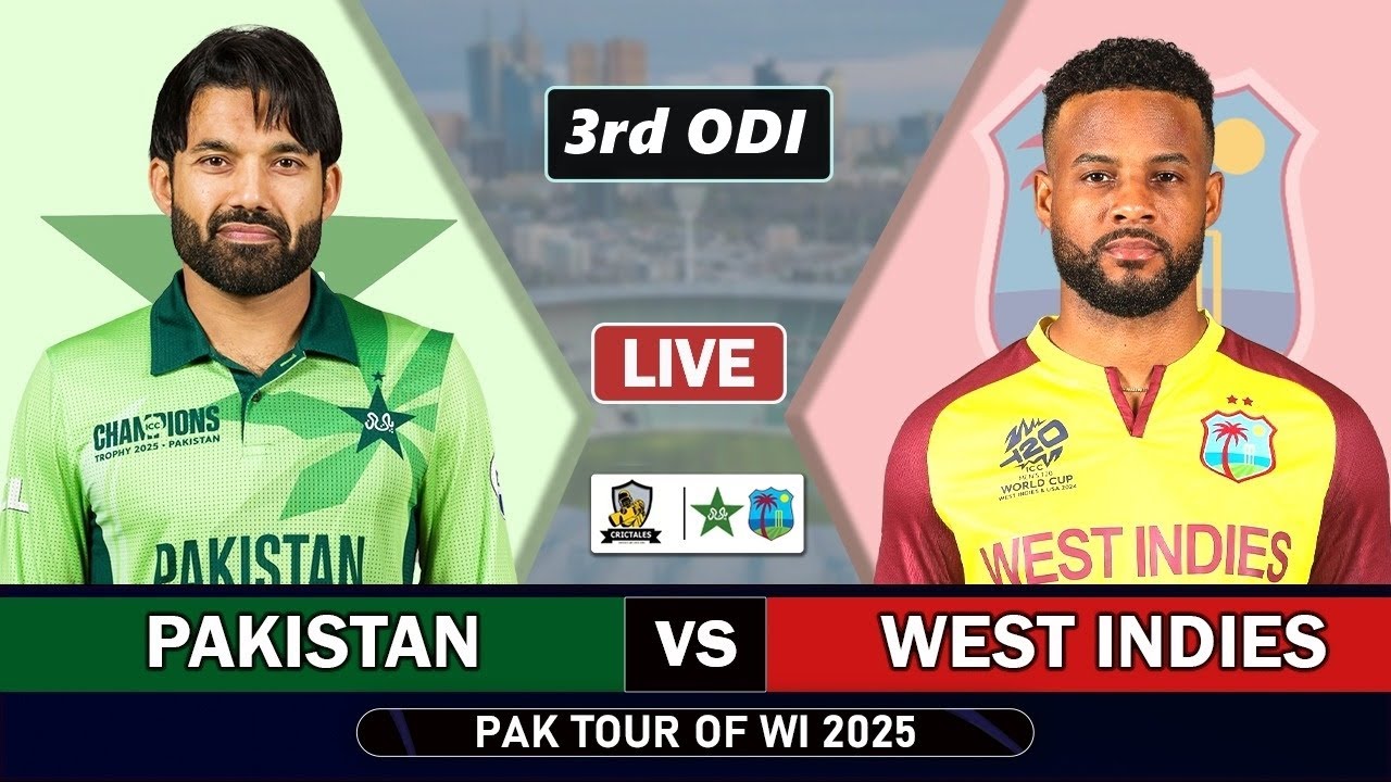 PAK vs WI LIVE | PAKISTAN vs WEST INDIES 3rd ODI MATCH LIVE SCORES ...