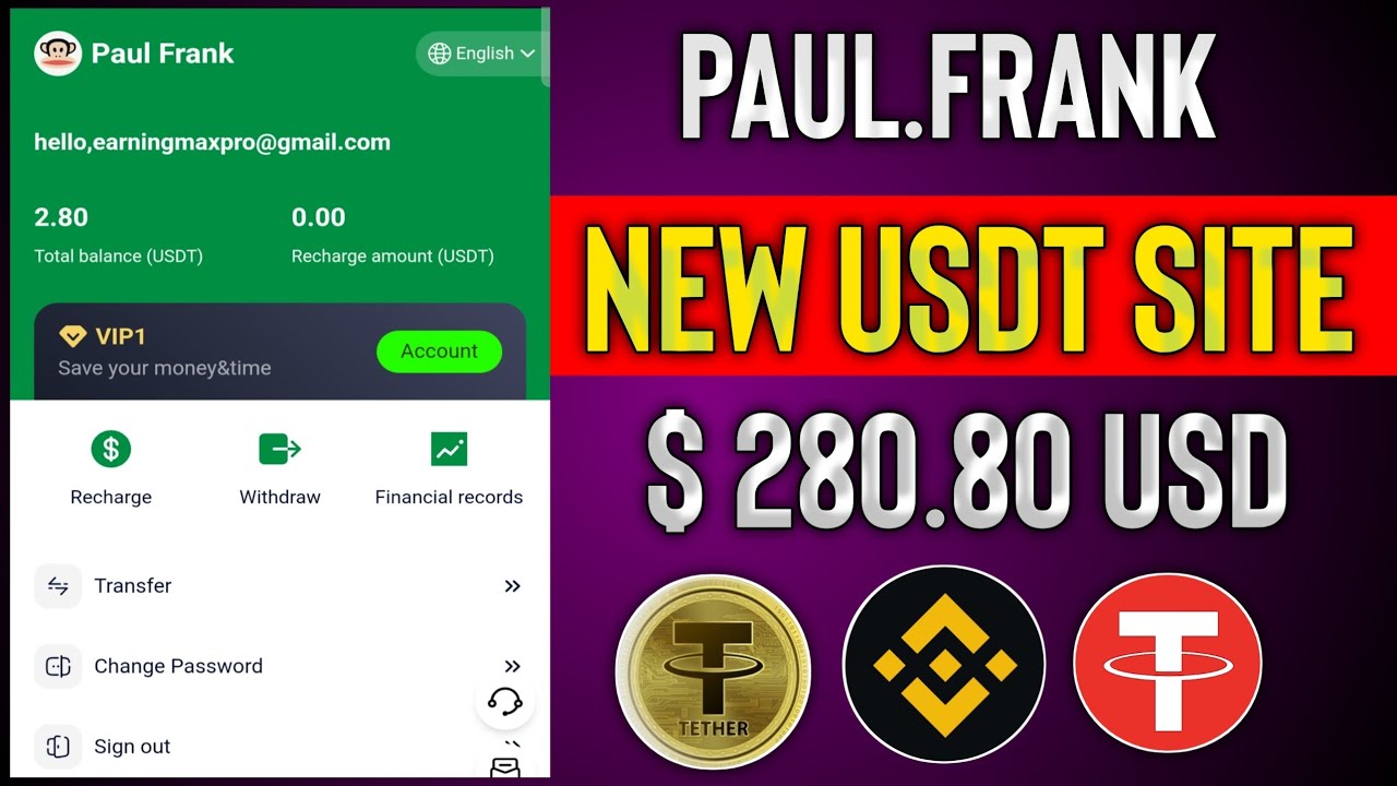 "Paul_vip" New Usdt Earning Site 2024|Earn Usdt Daily|Best High ...
