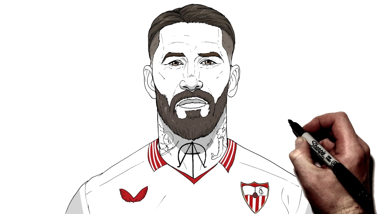 How To Draw Sergio Ramos | Step By Step | Football / Soccer - YouTube