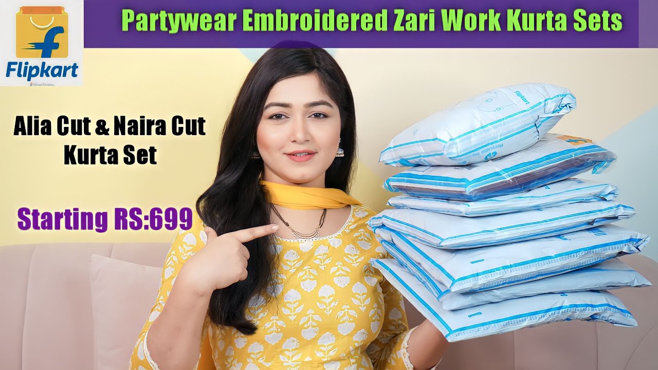 Flipkart Heavy Embroidery, Zari Work Partywear Kurta Sets, Alia Cut ...