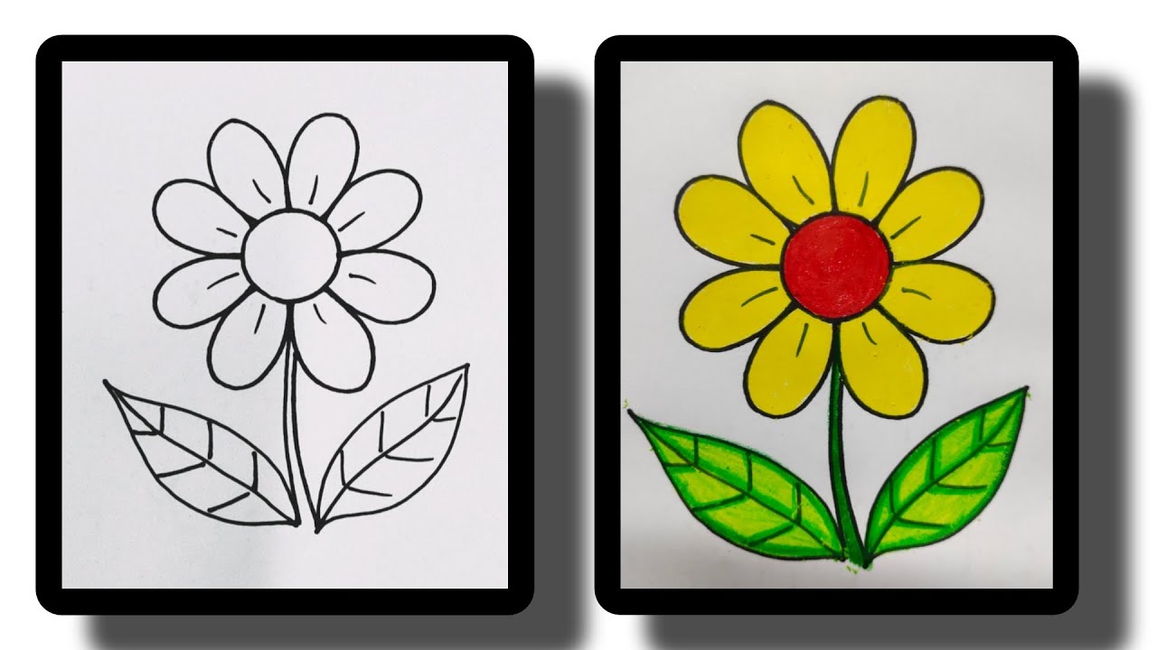 How to draw a Flower Step by Step | Flower Drawing Lesson | Simple ...