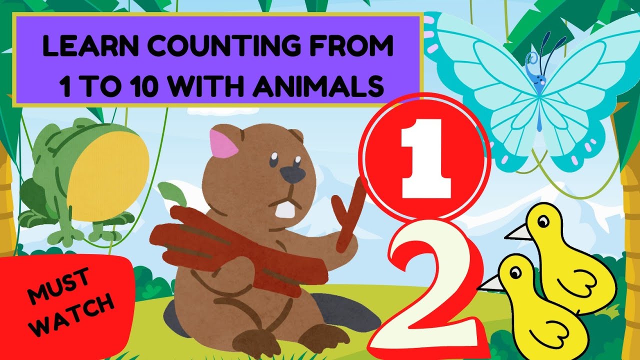 Learn Numbers 1 - 10 with Animals!। 1-10 गिनती करना सीखे जानवरो के नाम ...