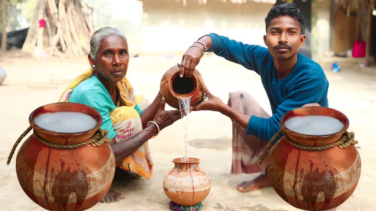 Khejur Rosh & Chicken Patpora Recipe | Natural Date Palm Juice | Tribal ...